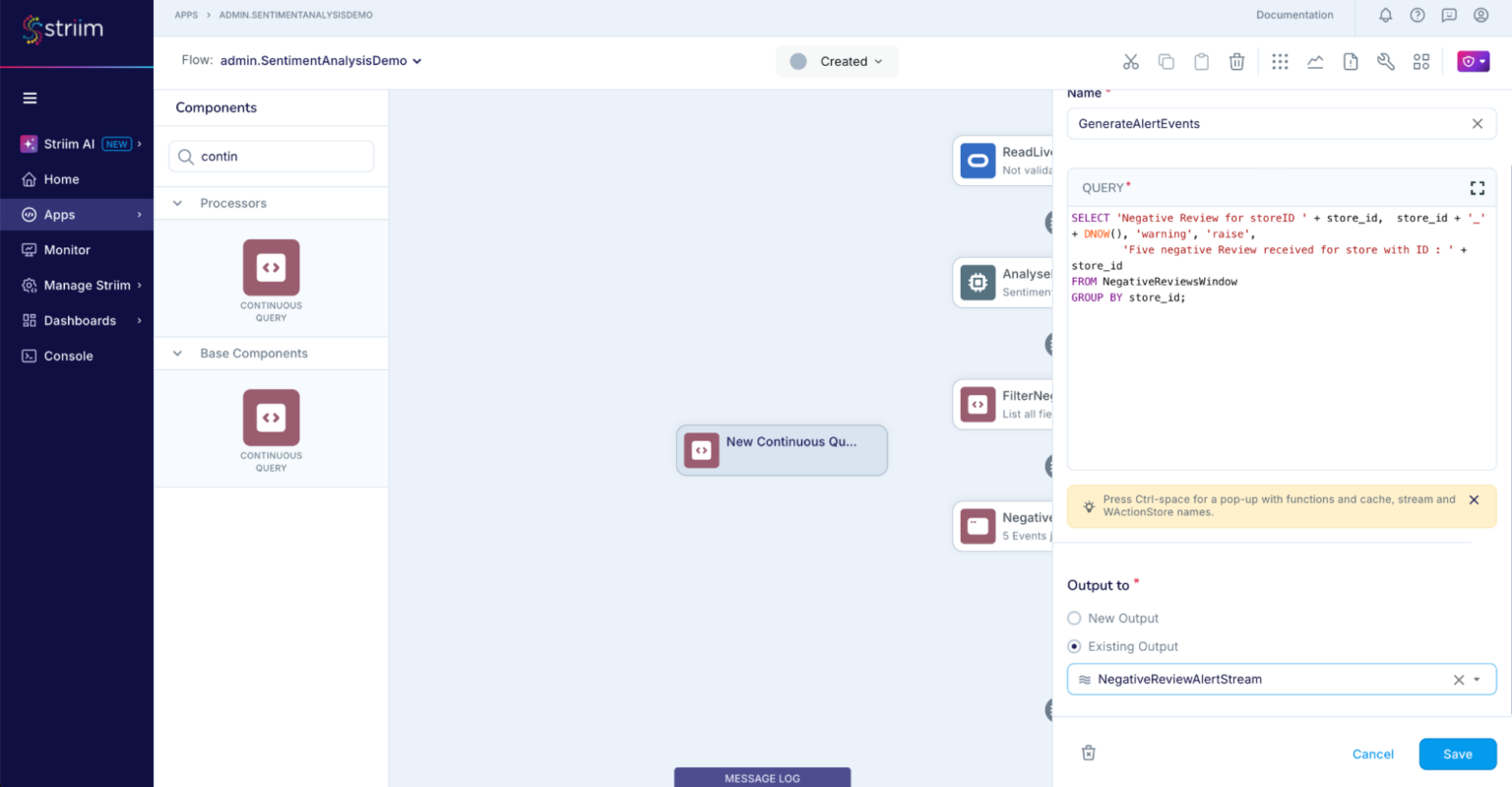 Real-Time Streaming Sentiment Analysis with Striim, OpenAI, and LangChain - Striim