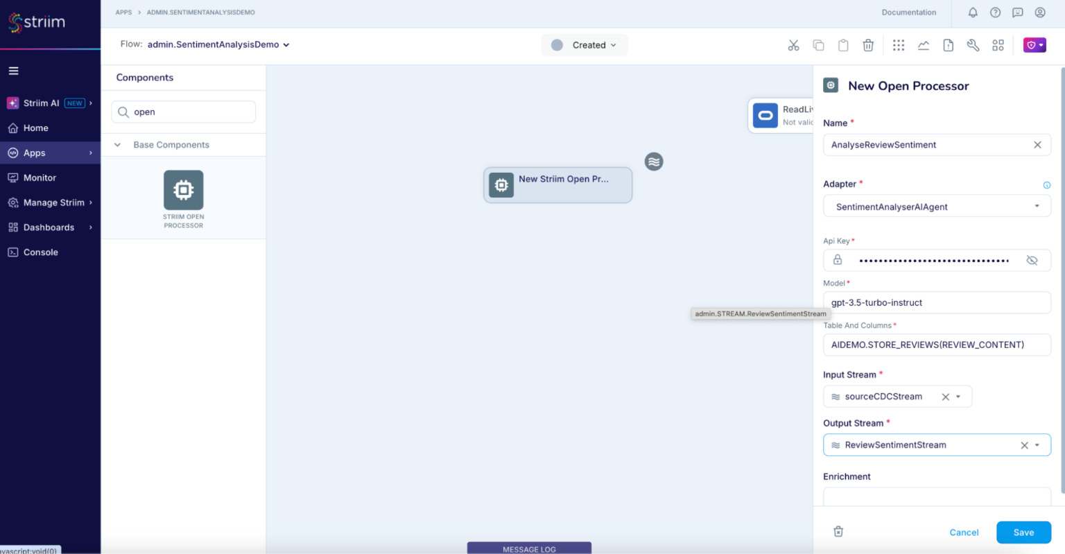 Real-Time Streaming Sentiment Analysis with Striim, OpenAI, and LangChain - Striim